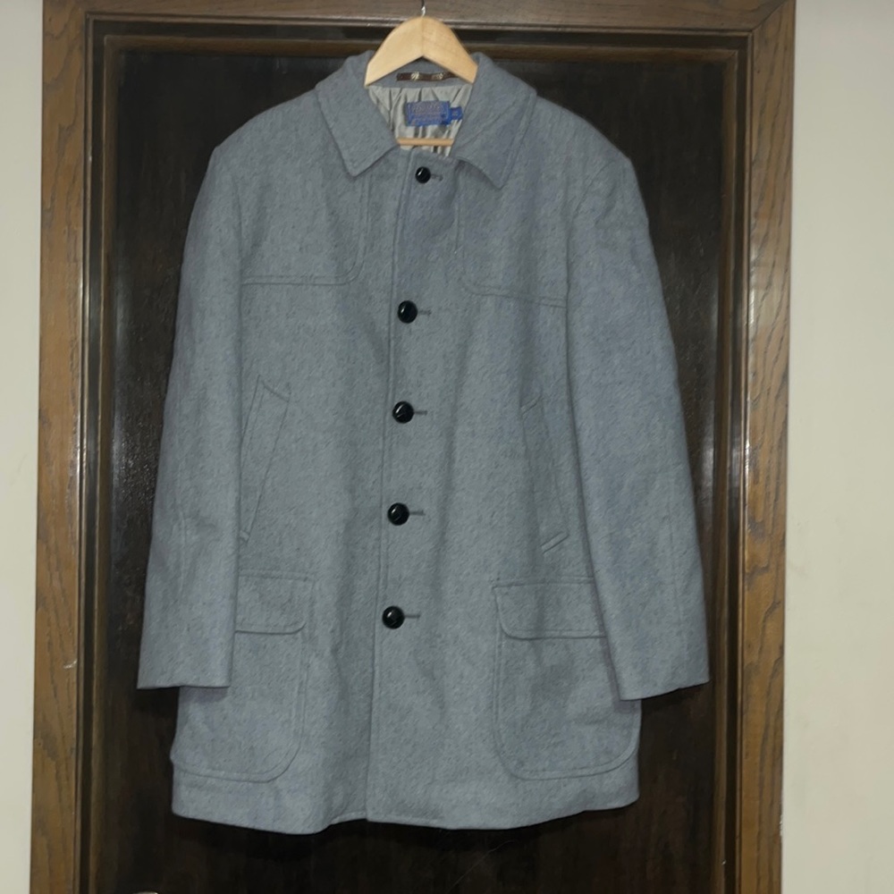 Mens Vintage Over Coat Pendleton Pea Coat - Grey - Wo… - Gem